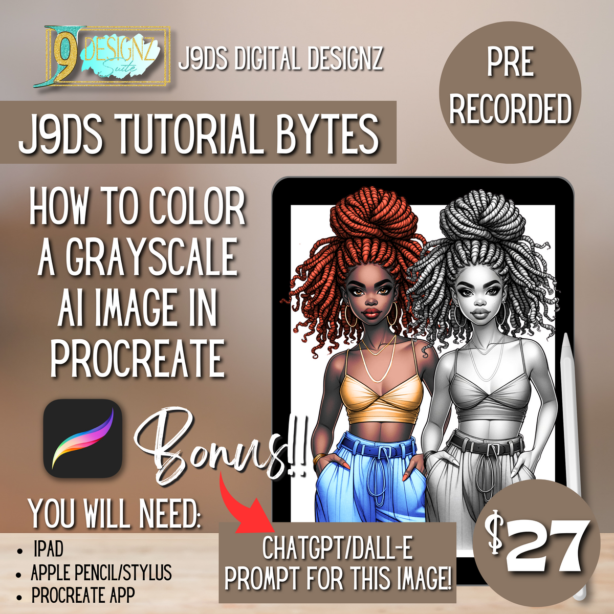 How To Color A Grayscale Ai Image In Procreate (Pre-Recorded Course ...